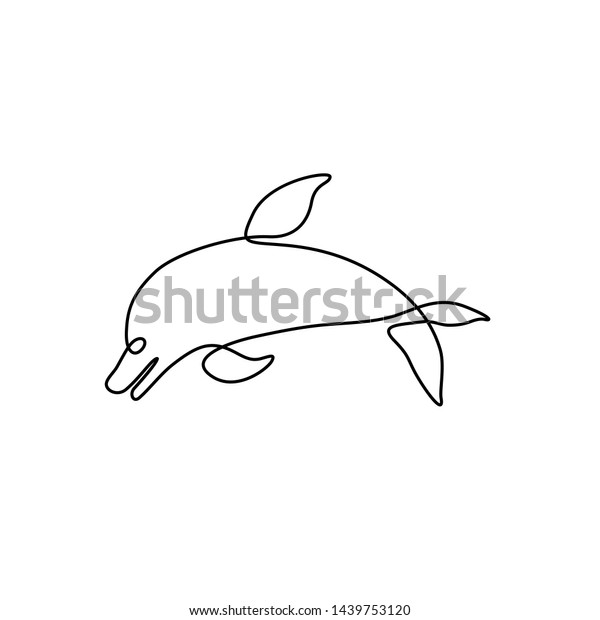 Dolphin Continuous Line Drawing Tattoo Print Stock Vector (Royalty Free ...