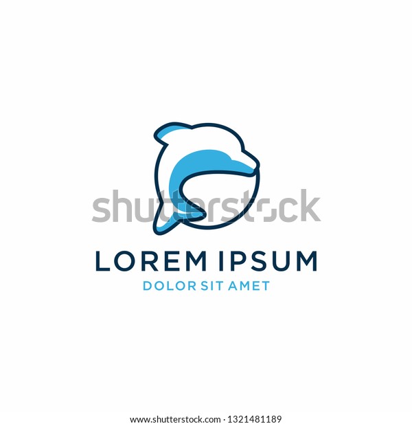 Dolphin Logo Vector Line Art Outline Stock Vector (Royalty Free ...