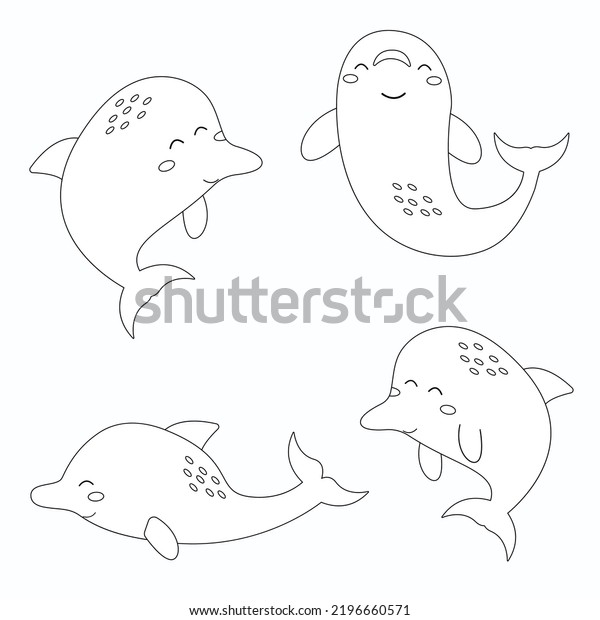 Dolphin Outline Style Vector Illustration Stock Vector (Royalty Free ...