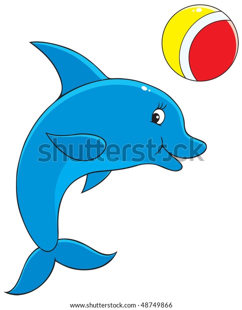 Dolphin Playing Ball Stock Vector (Royalty Free) 48749866