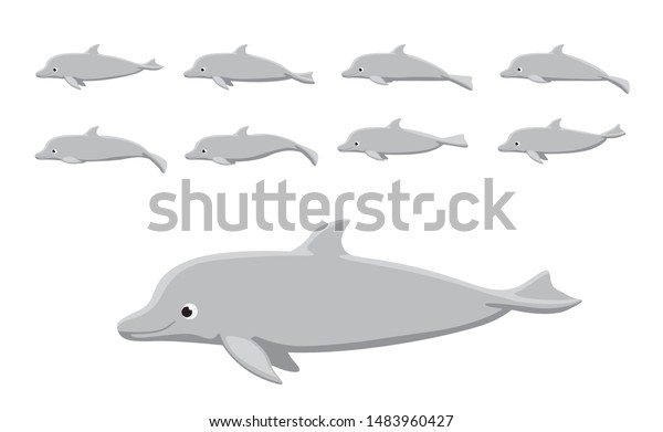 Dolphin Swimming Animation Sequence Cartoon Vector Stock Vector ...