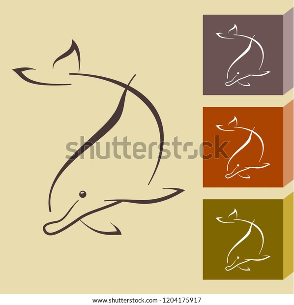 Dolphin Vector Illustration Line Art Stock Vector (Royalty Free) 1204175917