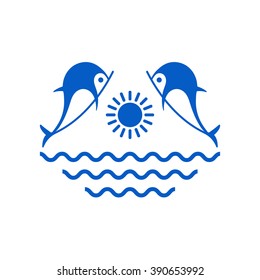 Dolphins Sun Sea Logo Stock Vector (Royalty Free) 403559344 | Shutterstock