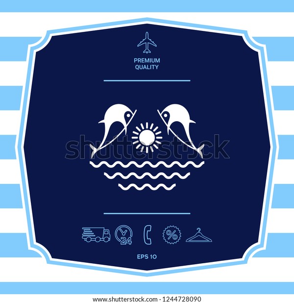 Dolphins Sun Sea Logo Graphic Elements Stock Vector (Royalty Free ...