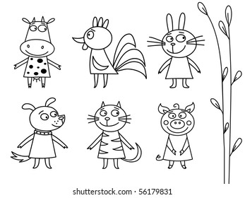 Domestic Animals Contour Vector Stock Vector (Royalty Free) 56179831 ...