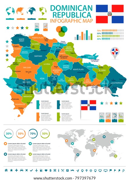 Dominican Republic Infographic Map Flag High Stock Vector (Royalty Free ...