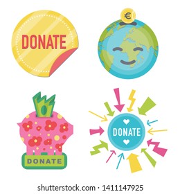 Donate Buttons Set Help Icon Donation Stock Vector (Royalty Free ...
