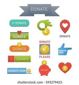 Donate Buttons Vector Set Illustration Help 스톡 벡터(로열티 프리) 597241085 ...