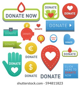 Donate Buttons Vector Set Illustration Help Stock Vector (Royalty Free ...