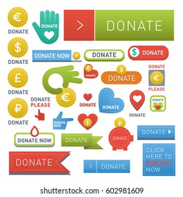 Donate Buttons Vector Set Illustration Help Stock Vector (Royalty Free ...