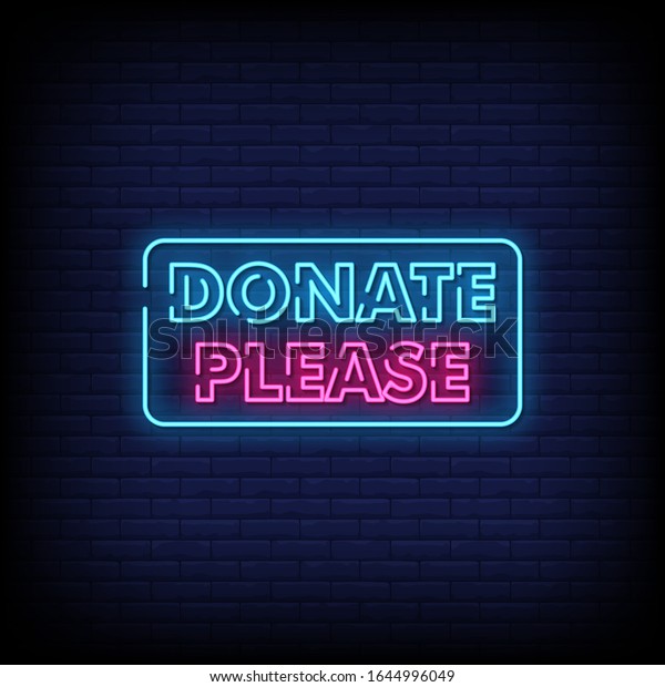 Donate Please Neon Signs Style Text Stock Vector (Royalty Free ...