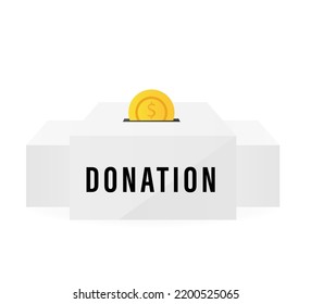 Donation Box Gold Coin Vector Illustration Stock Vector (Royalty Free ...