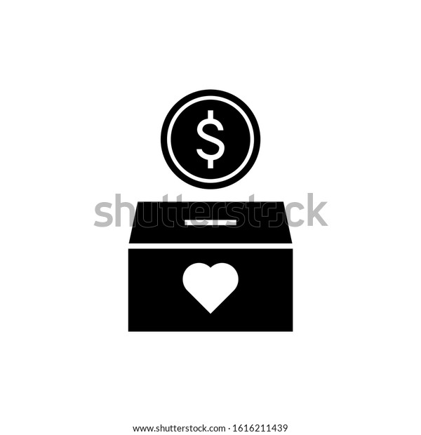 Donation Box Vector Icon Black Flat Stock Vector (Royalty Free ...