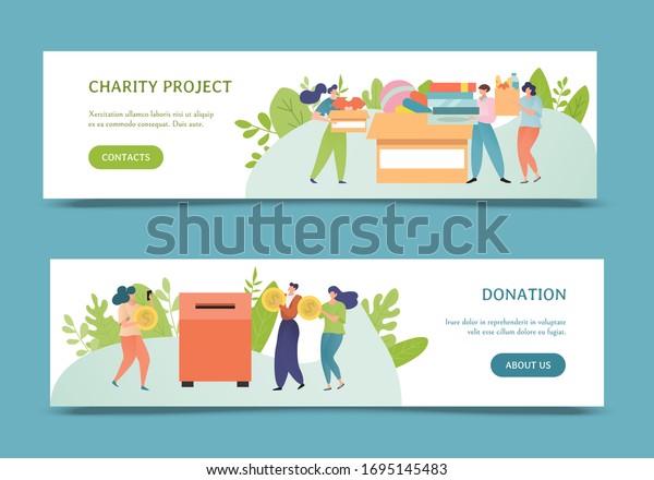 Donation Charity Poster Banner Vector Illustration Stock Vector ...