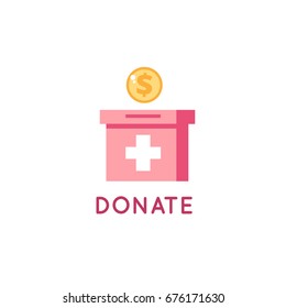 Donation Logo Concept Charity Box Vector Stock Vector (Royalty Free ...