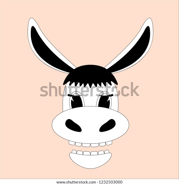 Donkey Cartoon Face Line Drawing Front Stock Vector (Royalty Free ...