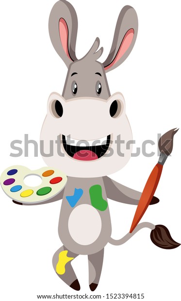 Burro con paleta de colores, ilustración,: vector de stock (libre de ...