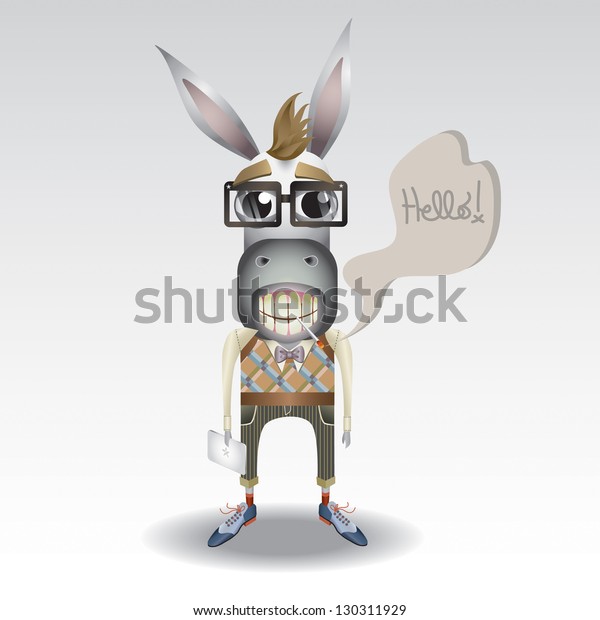 Donkey Hipster Nerd Professor Stock Vector (Royalty Free) 130311929 ...