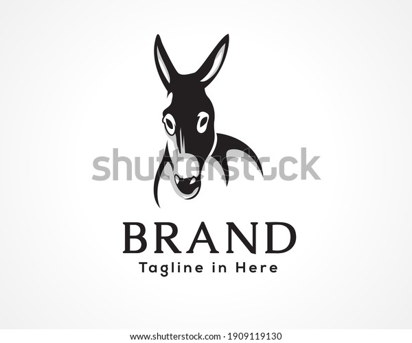 donkey horse front view drawing art logo, symbol deign illustration