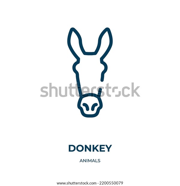 Donkey Icon Linear Vector Illustration Animals Stock Vector (Royalty ...