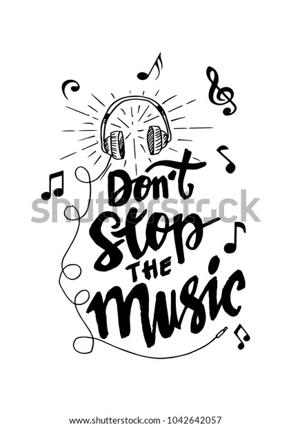 Dont Stop Music Hand Lettering Headphone: vector de stock (libre de ...