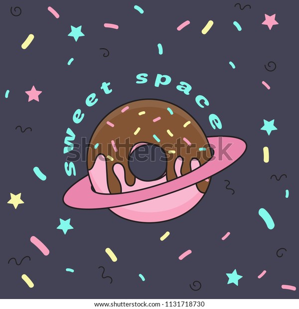 Donut Form Planet Ring Saturn Sweet Stock Vector (Royalty Free ...