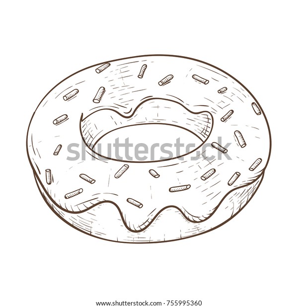 Donut Outline Drawing Vector Illustration Isolated Stock Vector ...