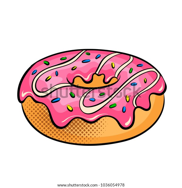 Donut Pop Art Retro Vector Illustration Stock Vector (Royalty Free ...