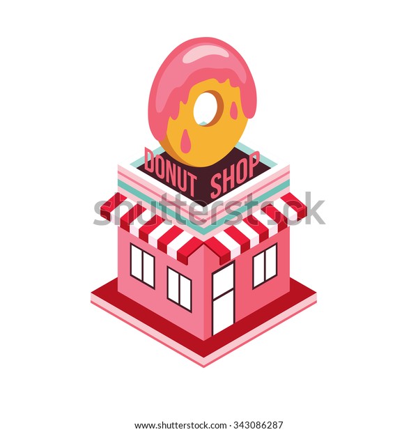 Donut Shop Modern Isometric Flat Design Stock Vector (Royalty Free ...