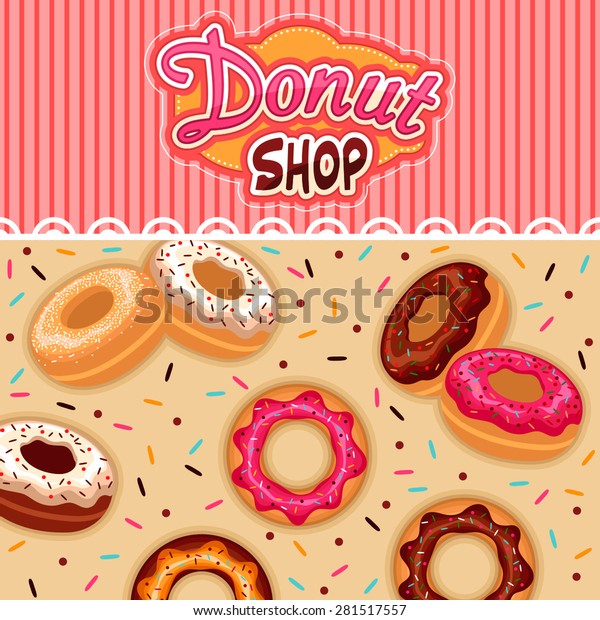 Donut Shop Poster Delicious Donuts Colorful Stock Vector (Royalty Free ...