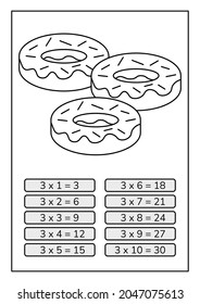 Donuts Coloring Page Multiplication Stock Vector (Royalty Free ...