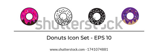 Donuts Icon Set Consists Four Types Stock Vector (Royalty Free ...