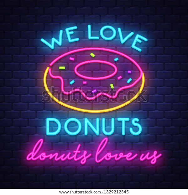 Donuts Neon Sign Vector Donuts Badge Stock Vector (Royalty Free) 1329212345