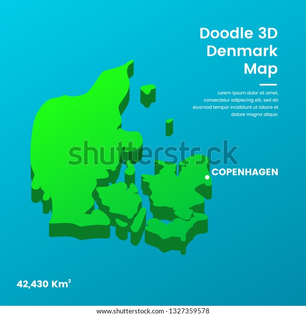 Doodle 3d Denmark Map Stock Vector (Royalty Free) 1327359578 | Shutterstock