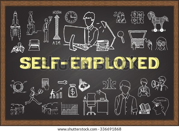 Doodle About Self Employed On Chalkboard Stock Vector (Royalty Free ...