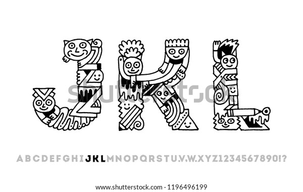 Doodle Alphabet Letters J K L Stock Vector (Royalty Free) 1196496199 ...