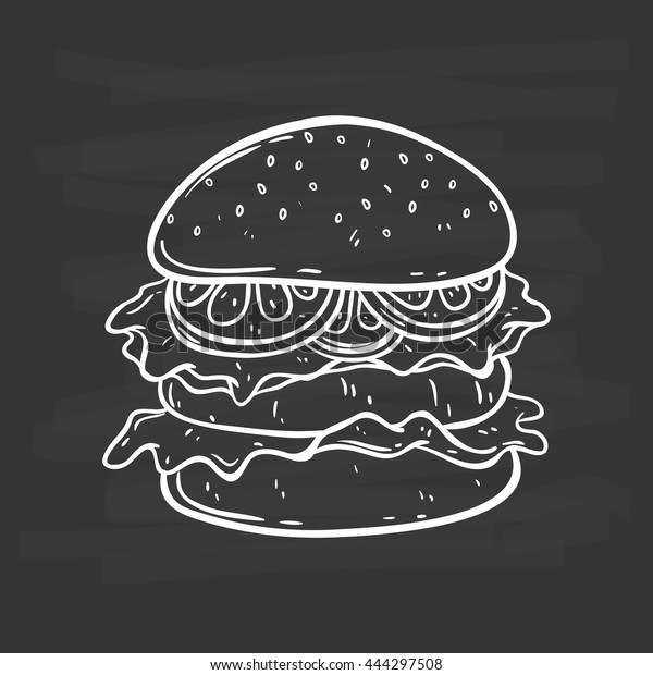 Doodle Art Burger On Chalkboard Background Stock Vector (Royalty Free ...