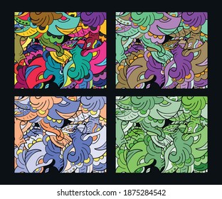 Doodle Art Template Four Models Stock Vector (Royalty Free) 1875284542 ...
