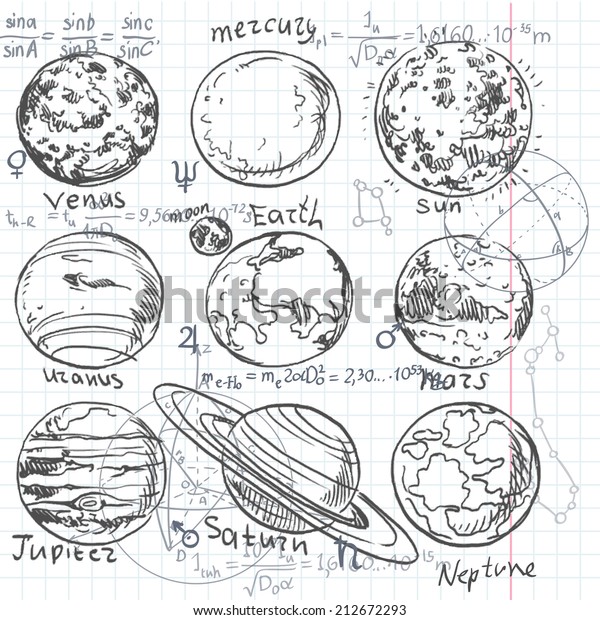 Doodle Background Planets Solar System Formula Stock Vector (Royalty ...