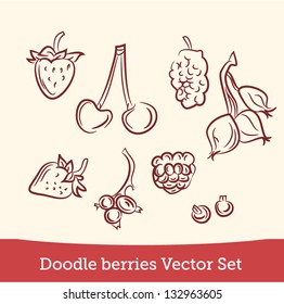 Doodle Berry Set Stock Vector (Royalty Free) 132963605 | Shutterstock