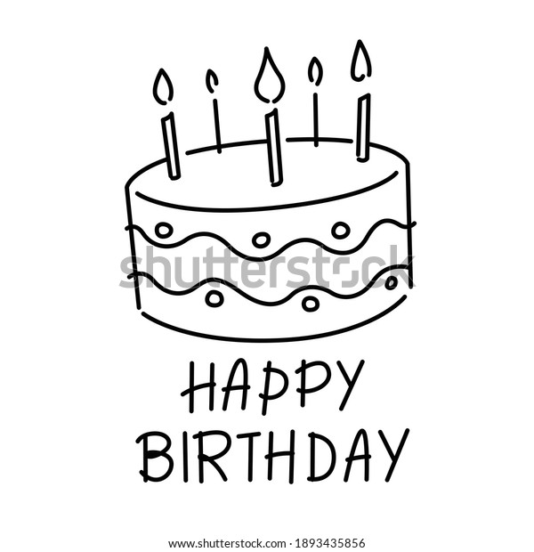 Doodle Cake Happy Birthday Vector Stock Vector (Royalty Free) 1893435856