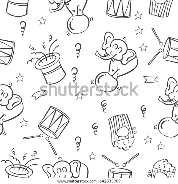 Doodle Carnival Funfair Hand Draw Stock Vector (Royalty Free) 642835909 ...