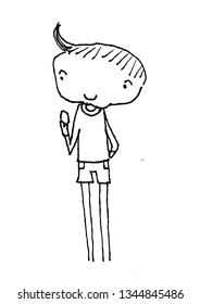 Doodle Cartoon Boy Snack: vector de stock (libre de regalías ...
