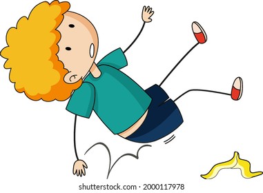Doodle Cartoon Character Boy Falling Down Stock Vector (Royalty Free ...