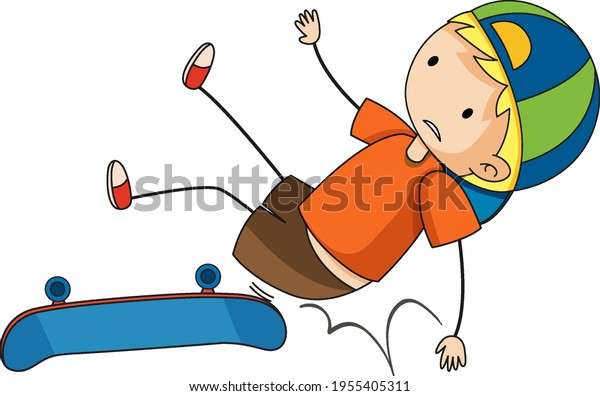 Doodle Cartoon Character Boy Falling On 库存矢量图（免版税）1955405311 | Shutterstock