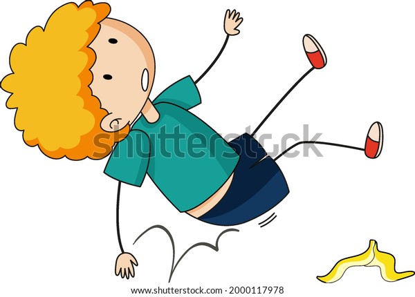 Doodle Cartoon Character Boy Falling Down Stock Vector (Royalty Free ...