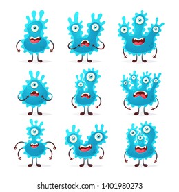Doodle Cartoon Characters Blue Monsters Vector Stock Vector (Royalty ...