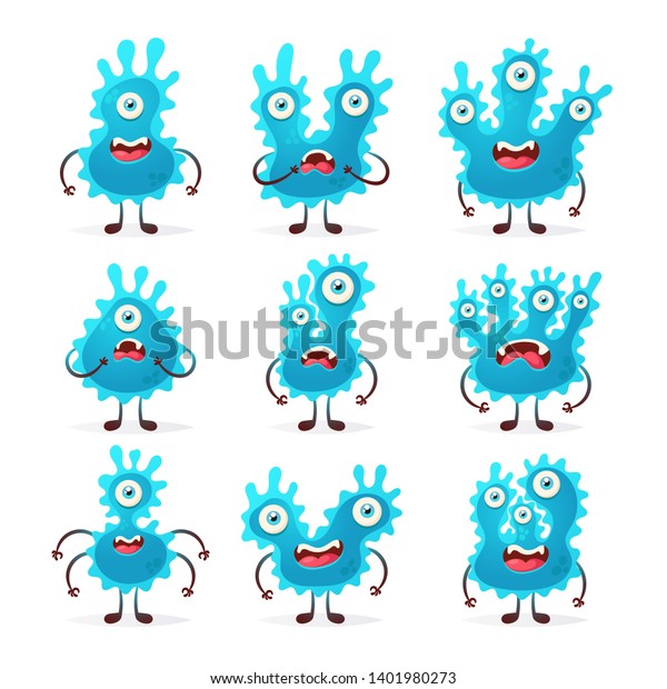 Doodle Cartoon Characters Blue Monsters Vector Stock Vector (Royalty ...