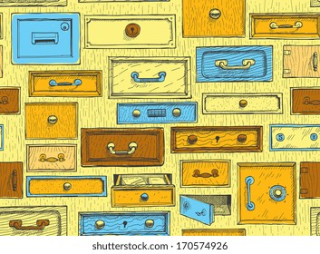 Doodle Cartoon Color Drawers Pattern Stock Vector (Royalty Free ...