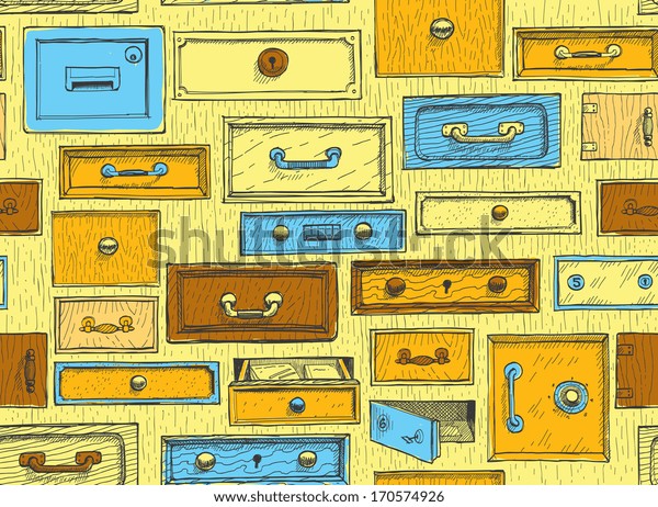 Doodle Cartoon Color Drawers Pattern Stock Vector (Royalty Free ...